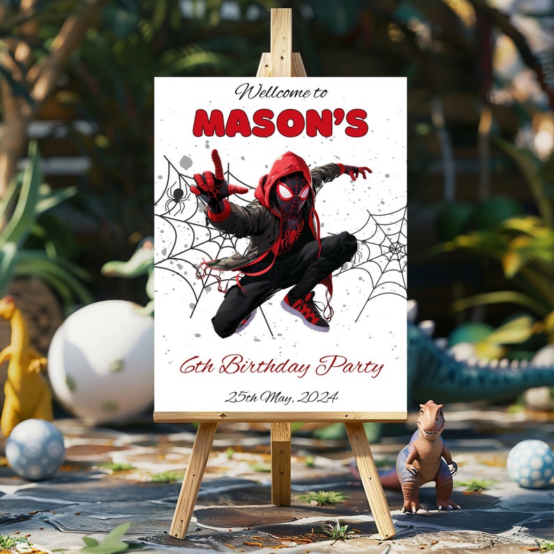 Editable Spiderman Welcome Sign Template Printable Miles Morales ...