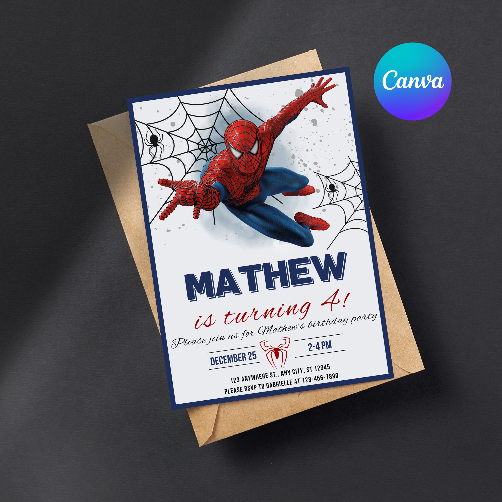 Editable Spiderman Birthday Invitation Template Printable - Etsy