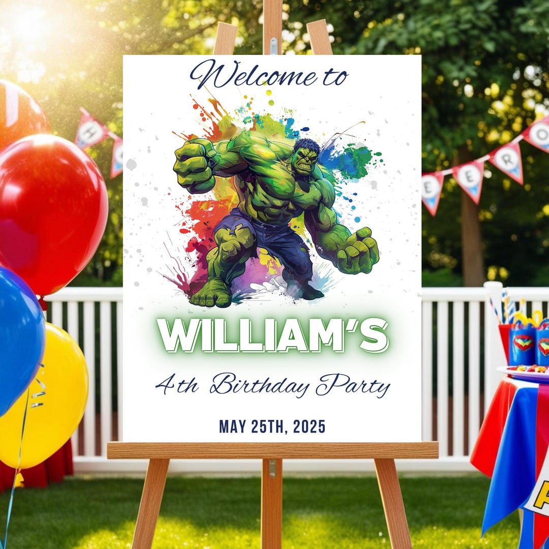 Hulk Welcome Sign Template - Editable Hulk Welcome Board Birthday Party ...