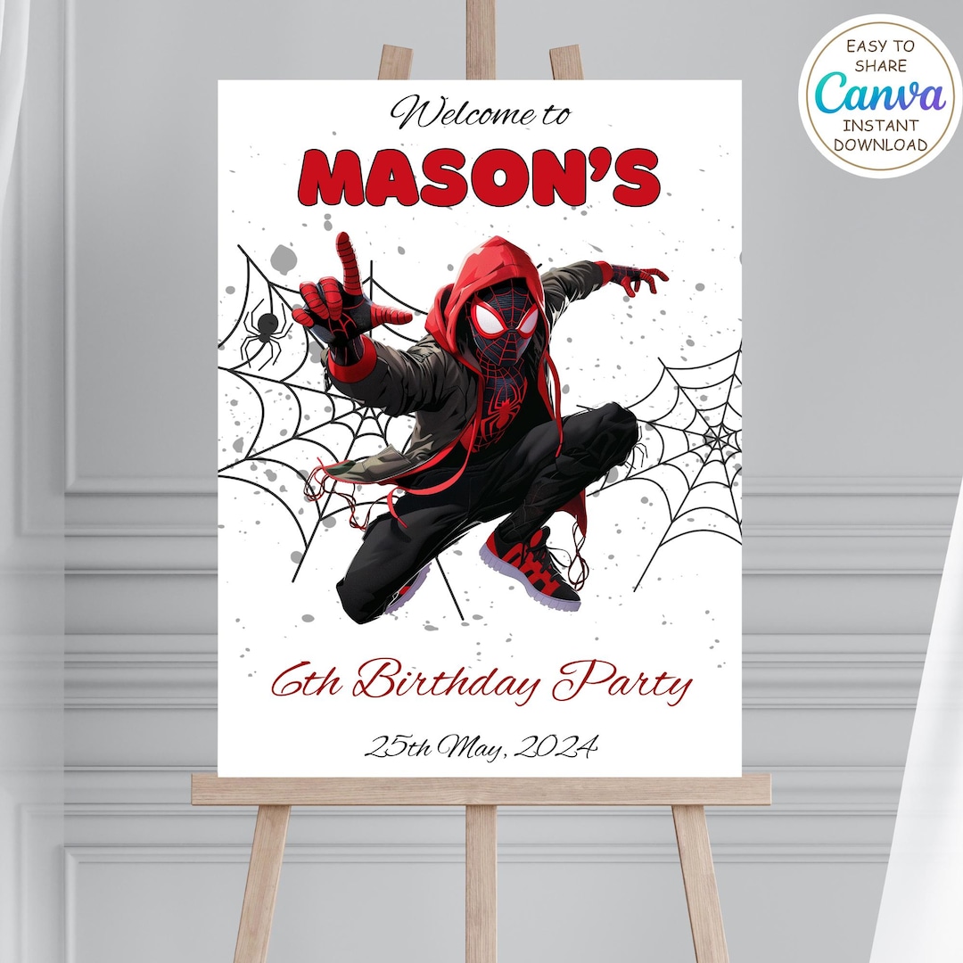 Editable Spiderman Welcome Sign Template - Printable Miles Morales ...