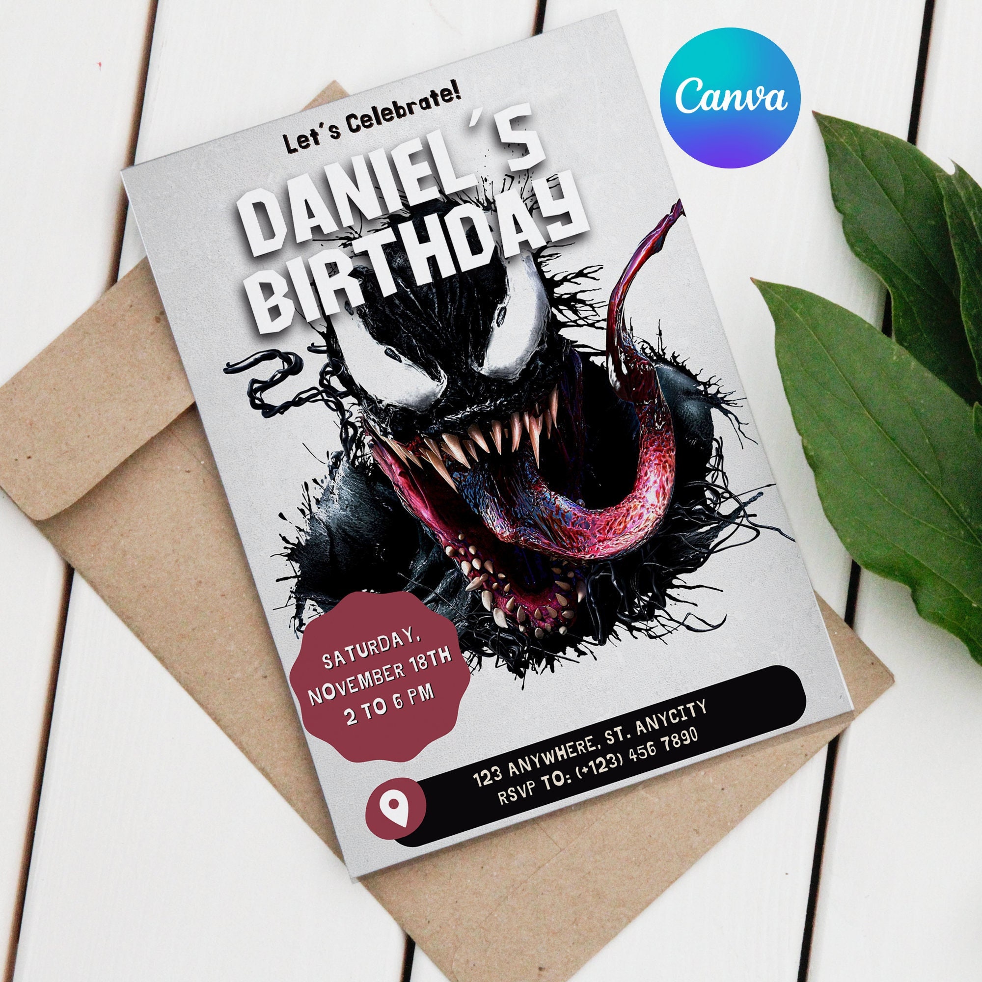 Editable Venom Birthday Invitation Template Printable - Etsy