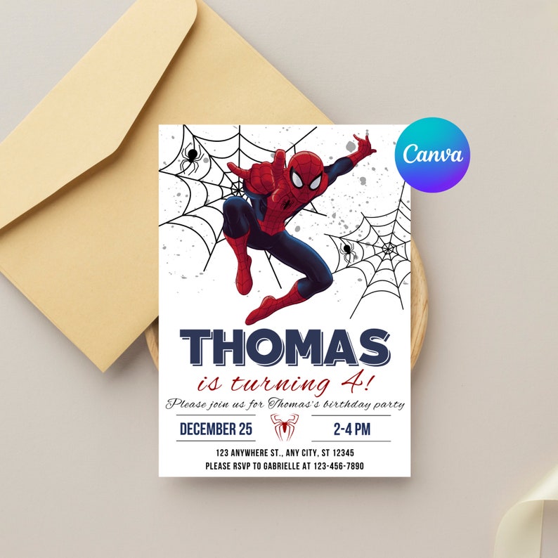 Editable Spiderman Birthday Invitation Template Printable Spider-man ...