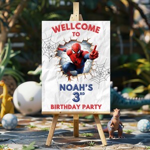 Spiderman Welcome Sign - Editable Spider Man Welcome Board for Birthday ...