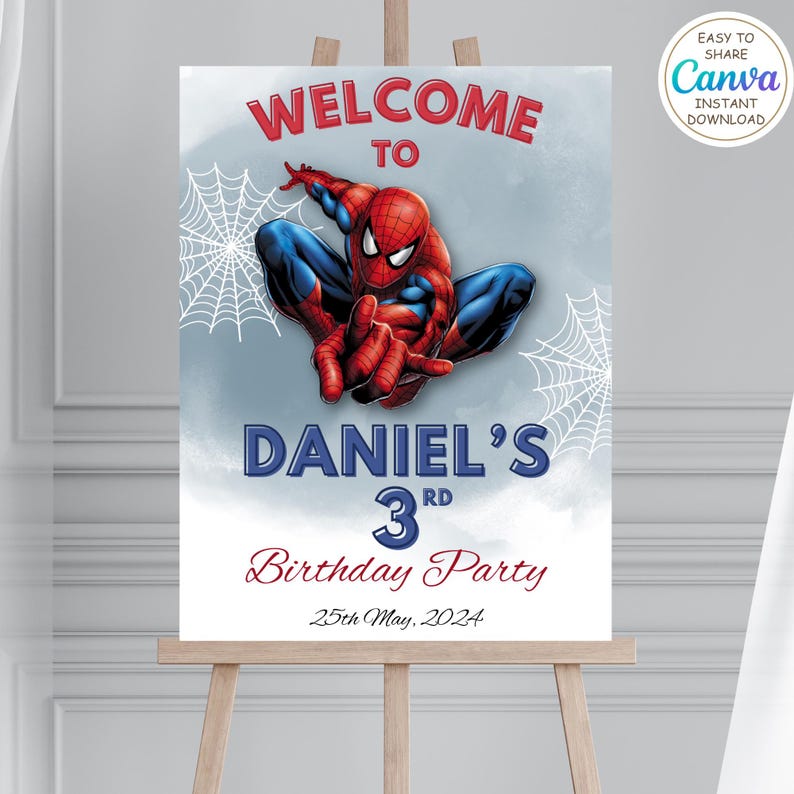 Spiderman Welcome Sign Template Instant Download, Editable Spider-man ...