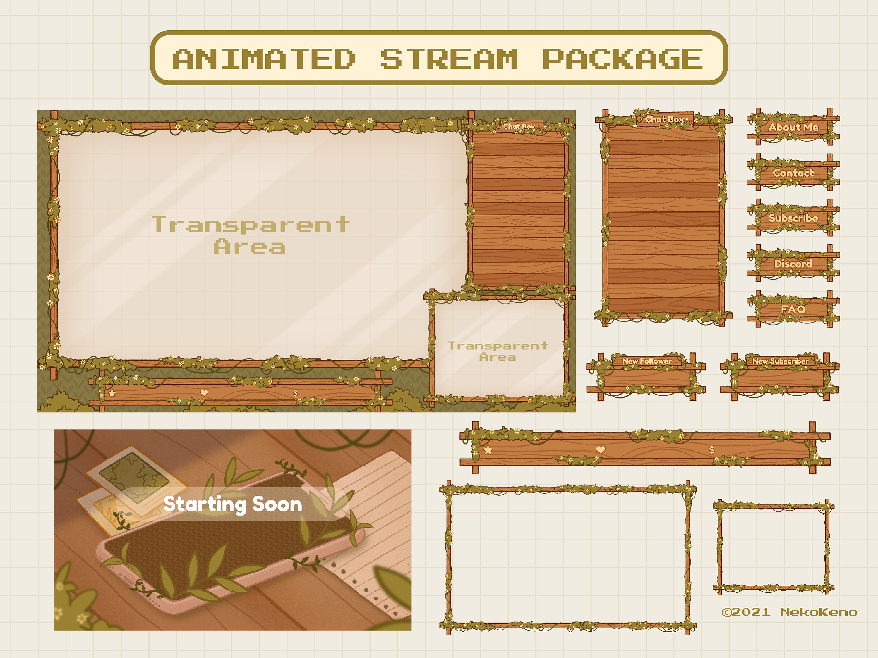 Animated Cottagecore Stream Overlay Package for Twitch - Etsy Canada