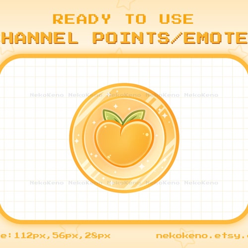 Peachy Twitch Channel Points Peach Coin Emote Peach Fruit - Etsy