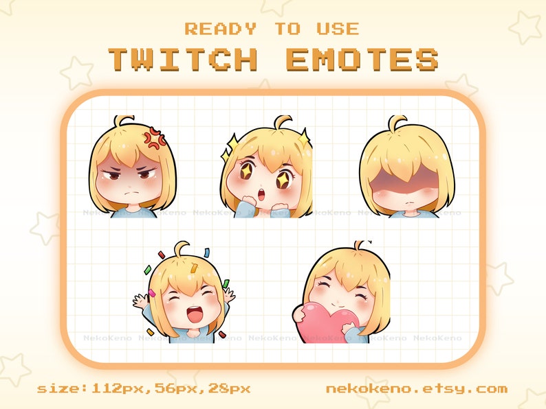 5 Short Blonde Hair Girl Twitch Emotes, Emote for Twitch Discord ...