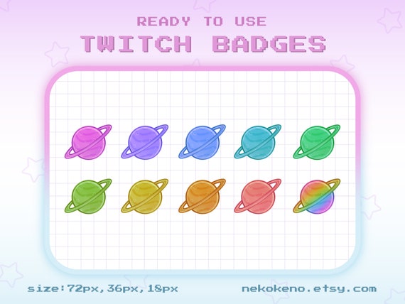 10 Planet Twitch Badges Bit Badges Sub Badges Space Kawaii - Etsy