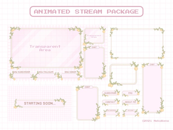 Animated Stream Overlay Package for Twitch Aesthetic Pink | Etsy