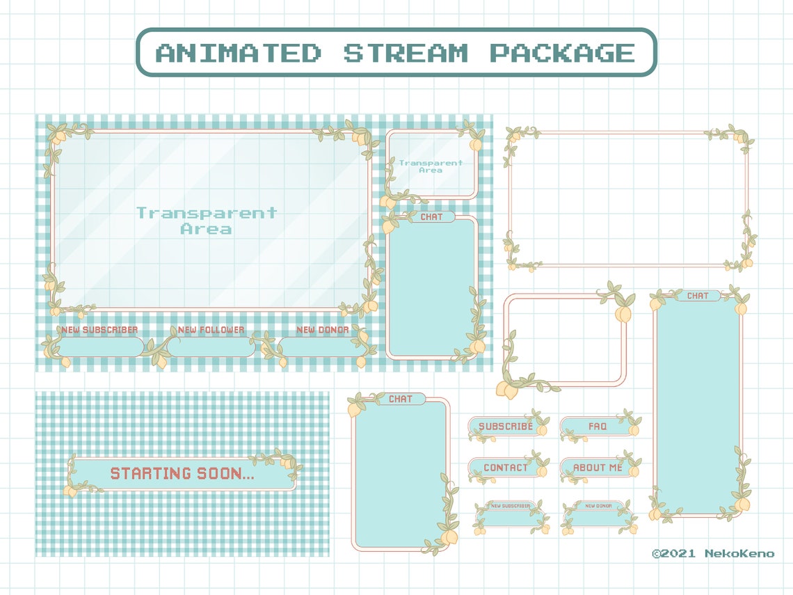 Animated Stream Overlay Package for Twitch Aesthetic Teal - Etsy Canada
