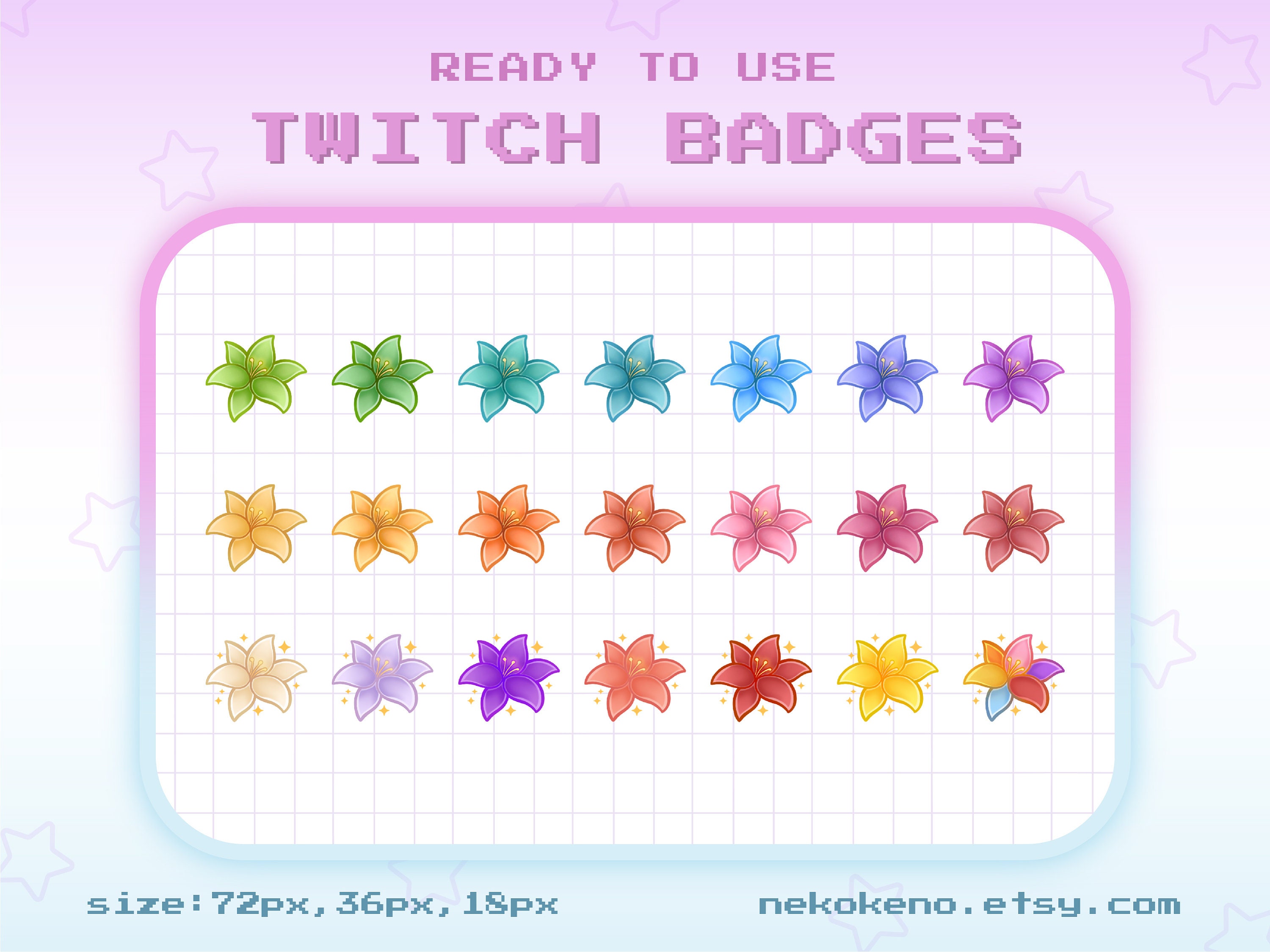 Bit Badges 6 Lily Flowers Twitch Badges Sub Badges Pink Plant Kawaii ...