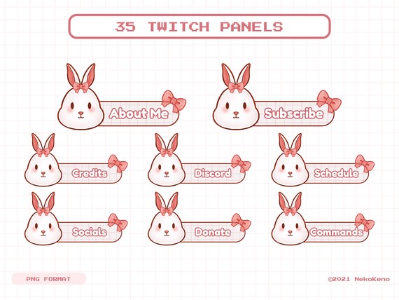 35 Bunny Twitch Channel Points Rabbit Ribbon Emote Animal | Etsy