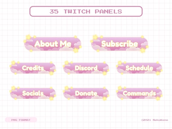 35 Pastel Pink Cloud Twitch Panels Dreamy Star Cloudy Kawaii | Etsy