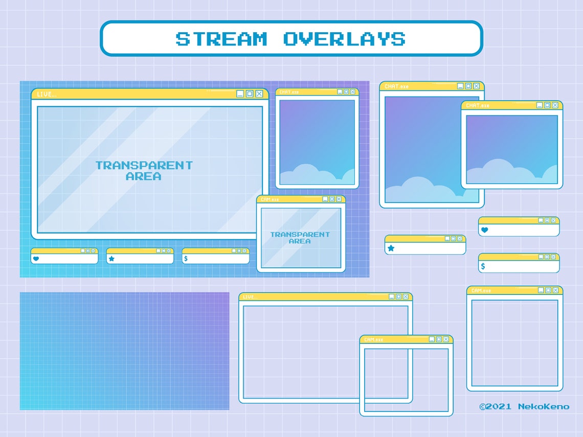 Stream Overlay Package for Twitch Cute Windows Theme Overlay - Etsy