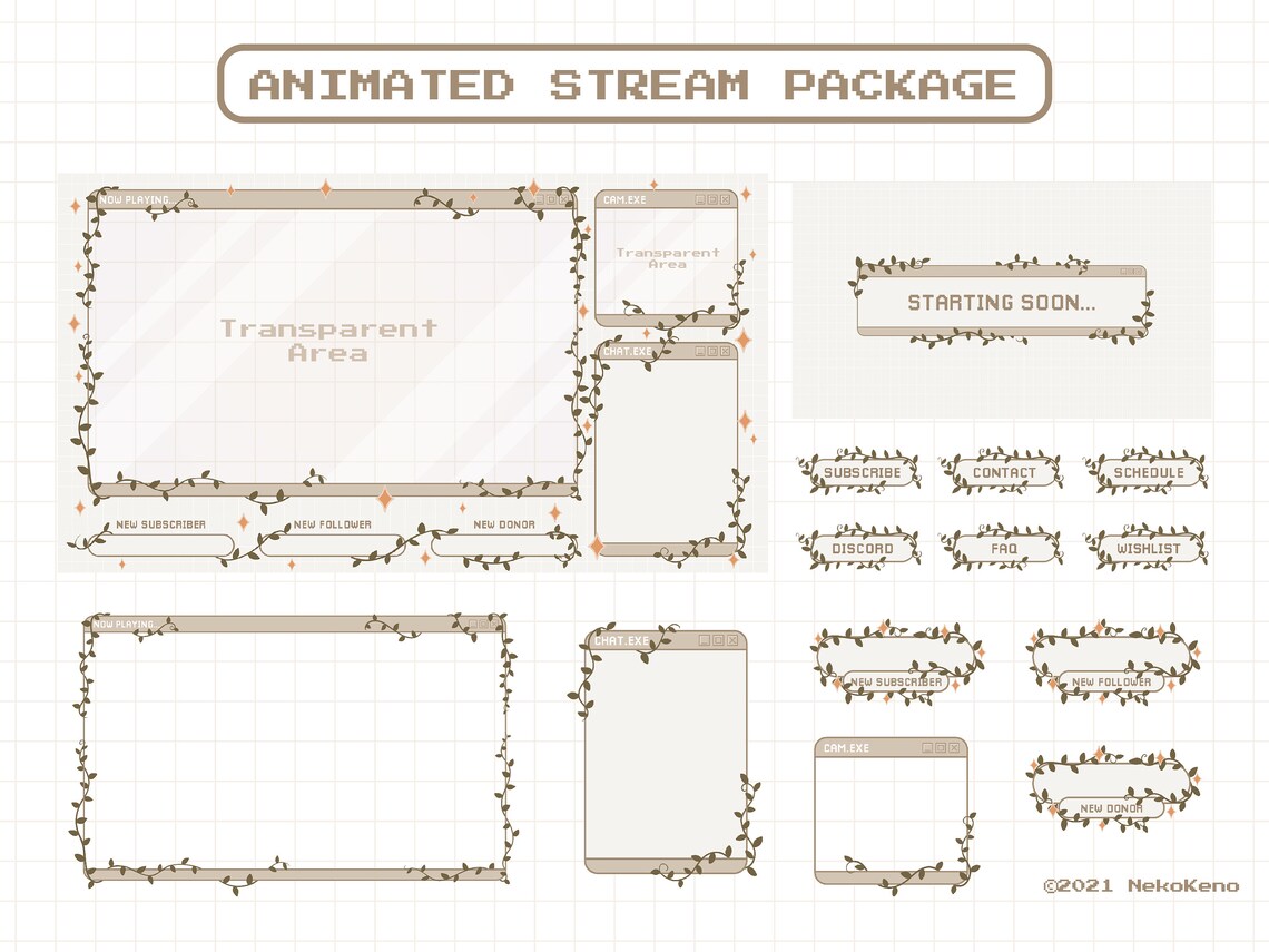 Animated Stream Overlay Package for Twitch Aesthetic Brown - Etsy