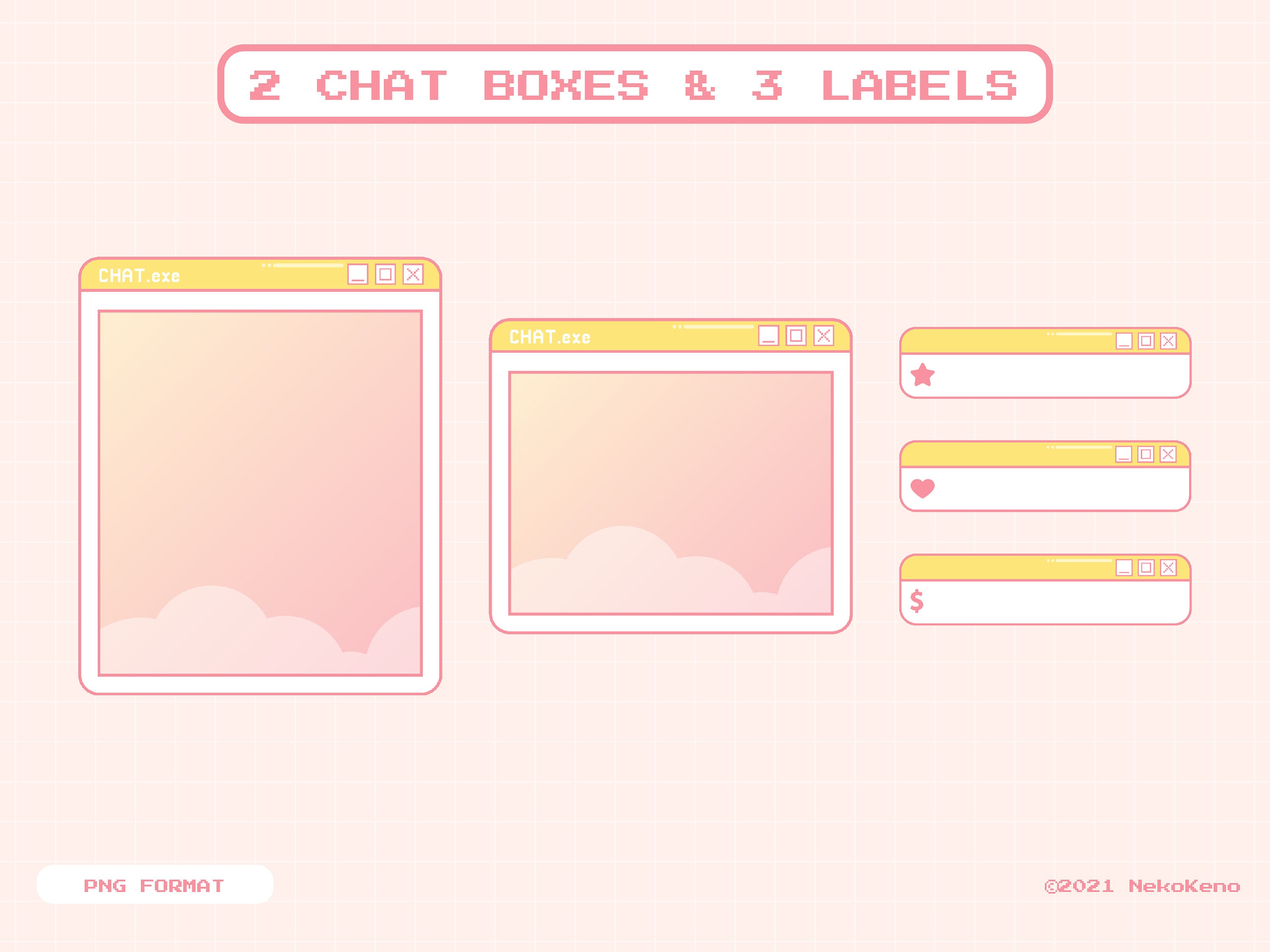 Stream Overlay Package for Twitch, Cute Theme Overlay, Kawaii Windows ...