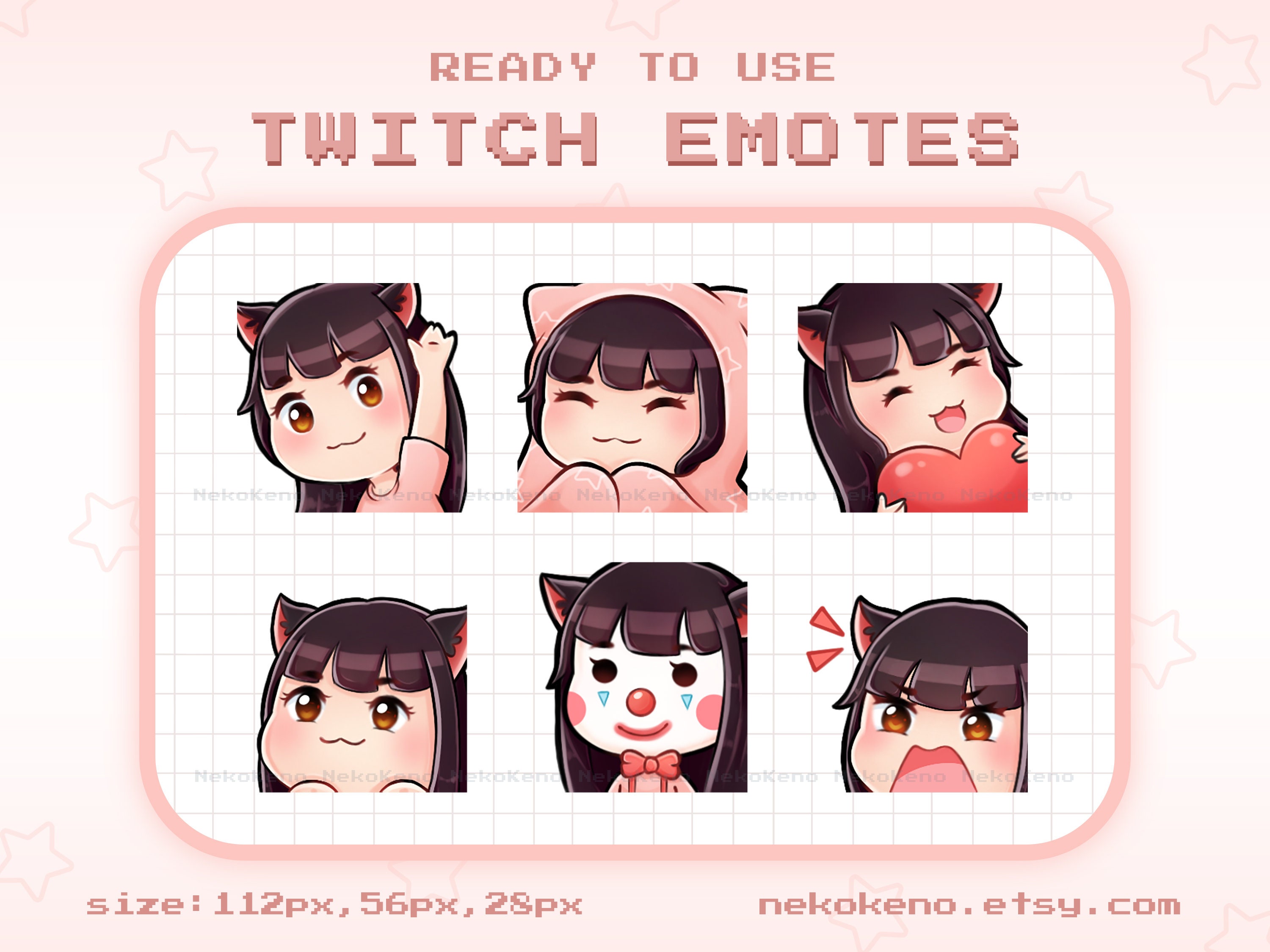 Drawing & Illustration Kawaii Emotes for Twitch Twitch/Discord ...