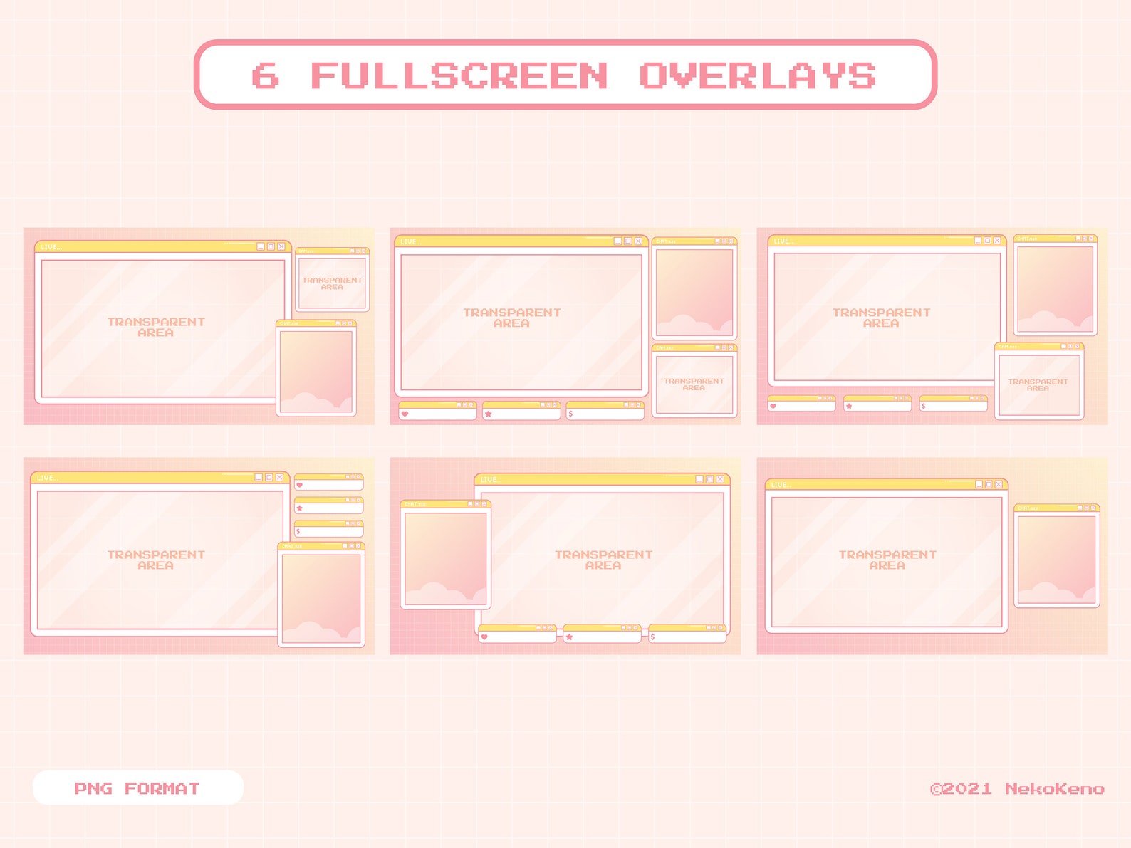 Stream Overlay Package for Twitch, Cute Theme Overlay, Kawaii Windows ...