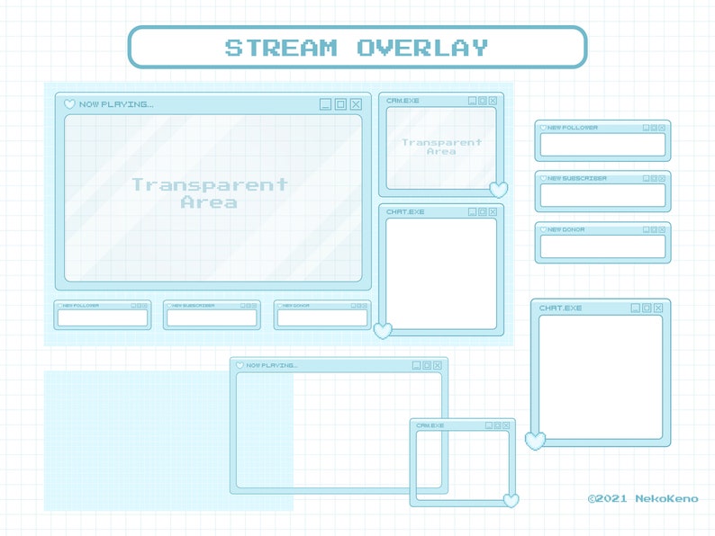 Stream Overlay Package for Twitch, Cute Windows Theme Overlay ...