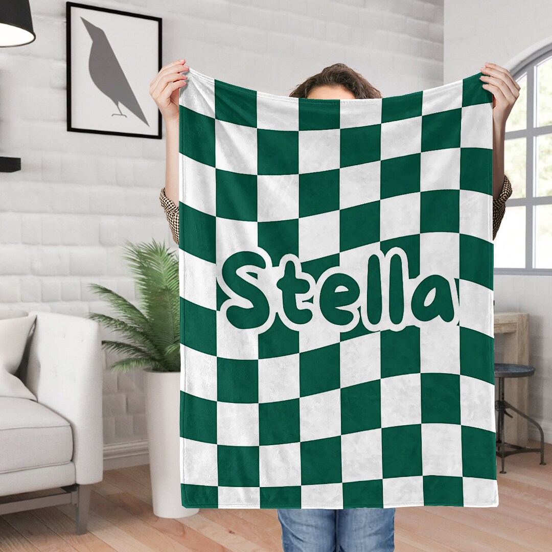 Custom Checker Pattern Blanket Custom Blanket With Name Vintage Blanket ...