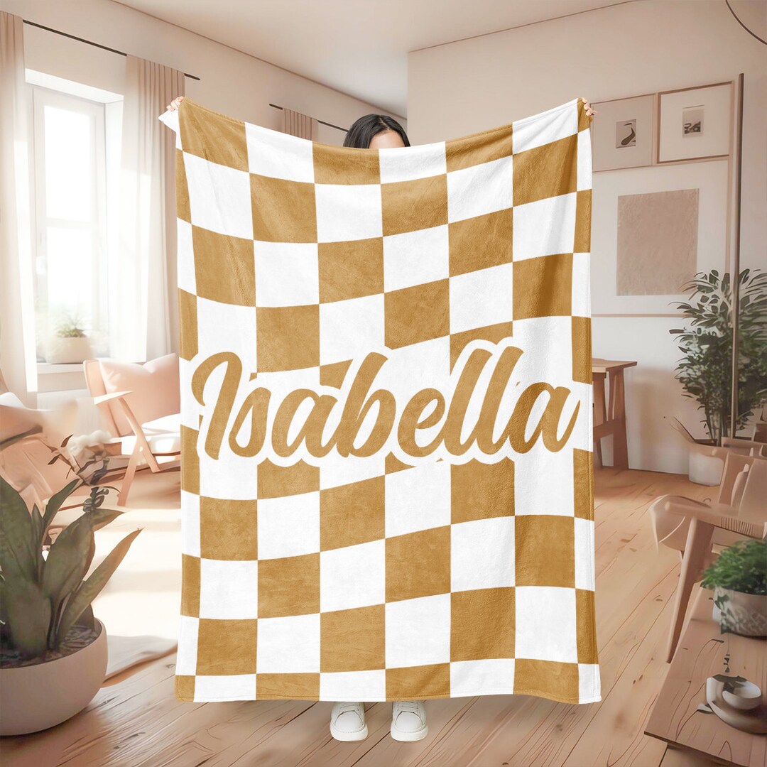 Custom Checker Pattern Blanket Custom Blanket With Name Vintage Blanket ...