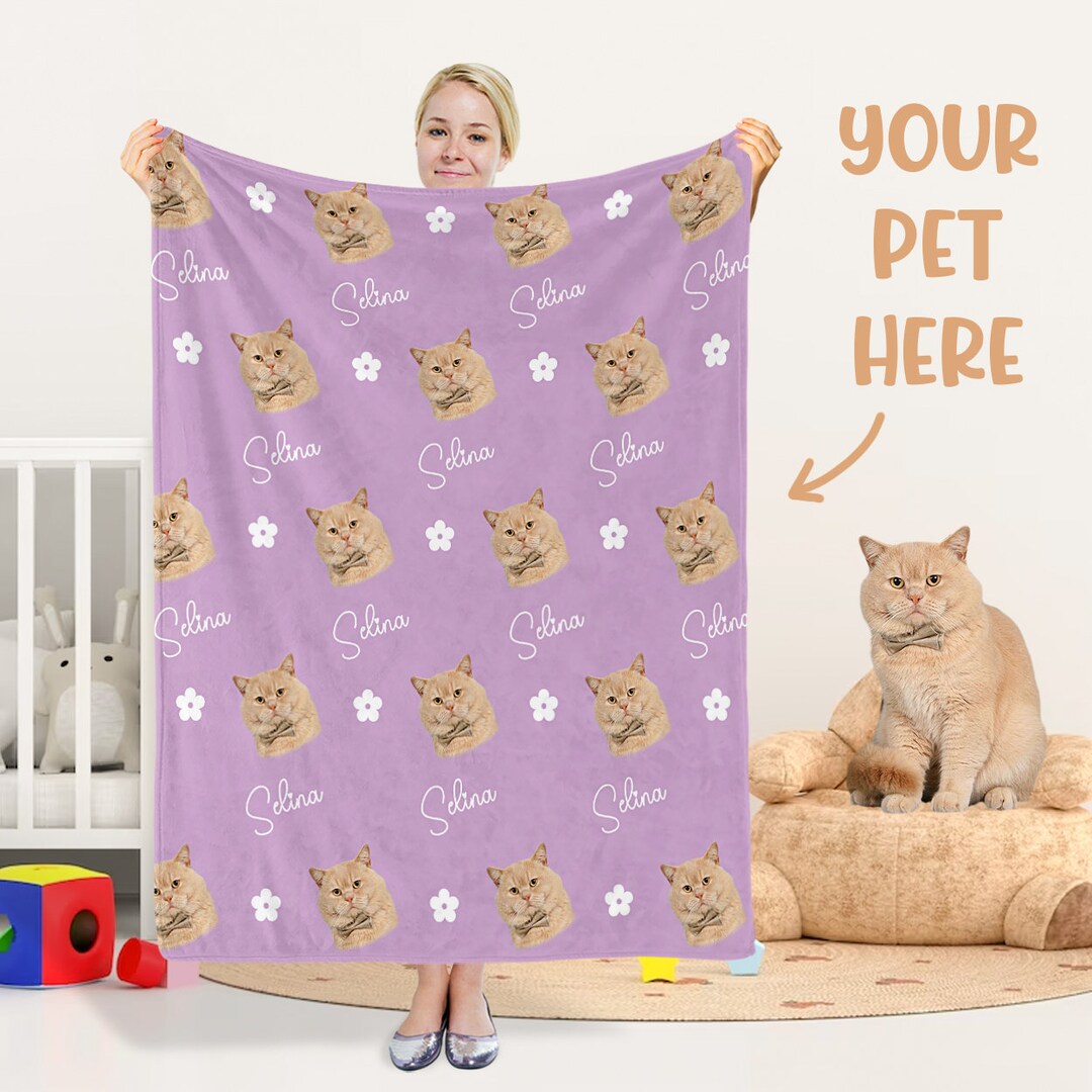 Custom Pet Photo Blanket, Personalized Minky Blanket, Dog Cat Lover ...