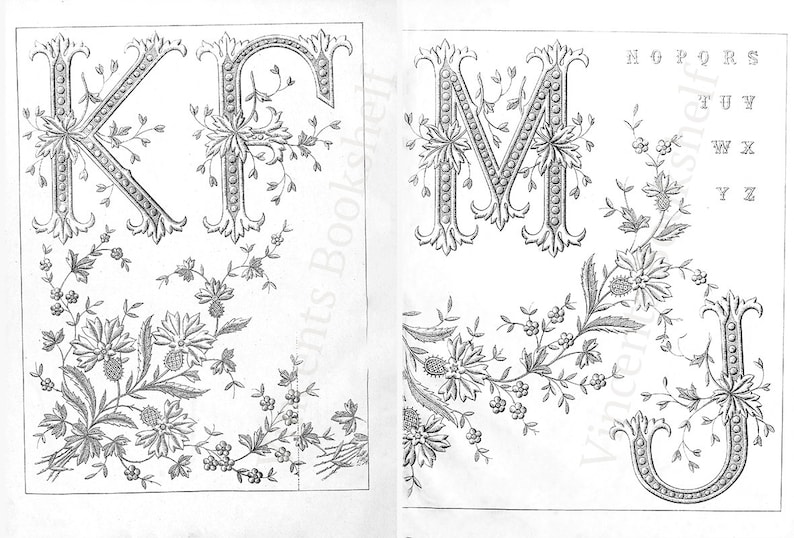Vintage Embroidery Alphabet Designs by Mesureur. Vintage Complete ...