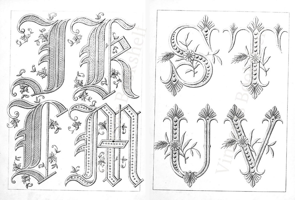 Vintage Embroidery Alphabet Designs by Mesureur. Vintage | Etsy