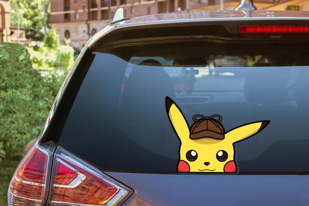 Detective Pika Anime Peeker Sticker – Waterproof Vinyl Car Window Decal ...