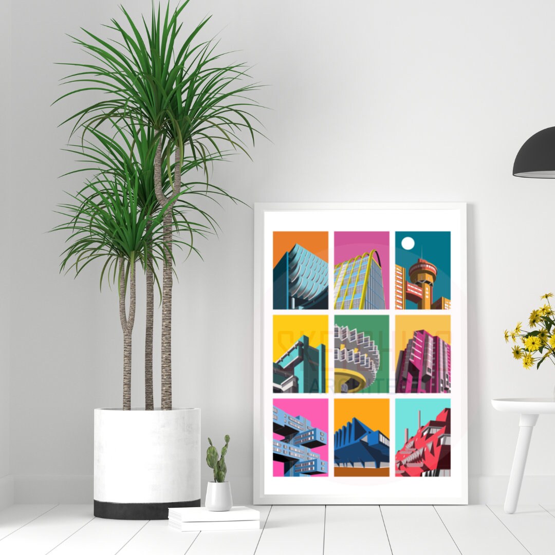 Brutalist Buildings Collage Print Poster Artwork - Etsy