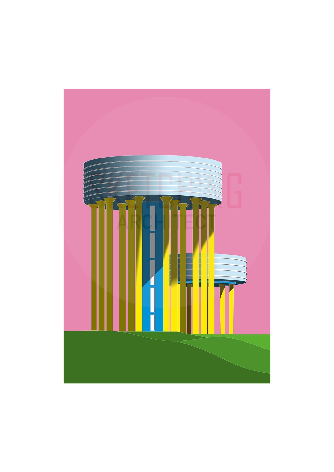 Garthamlock Craigend Water Tower, Glasgow, Architecture Print, Wall Art ...