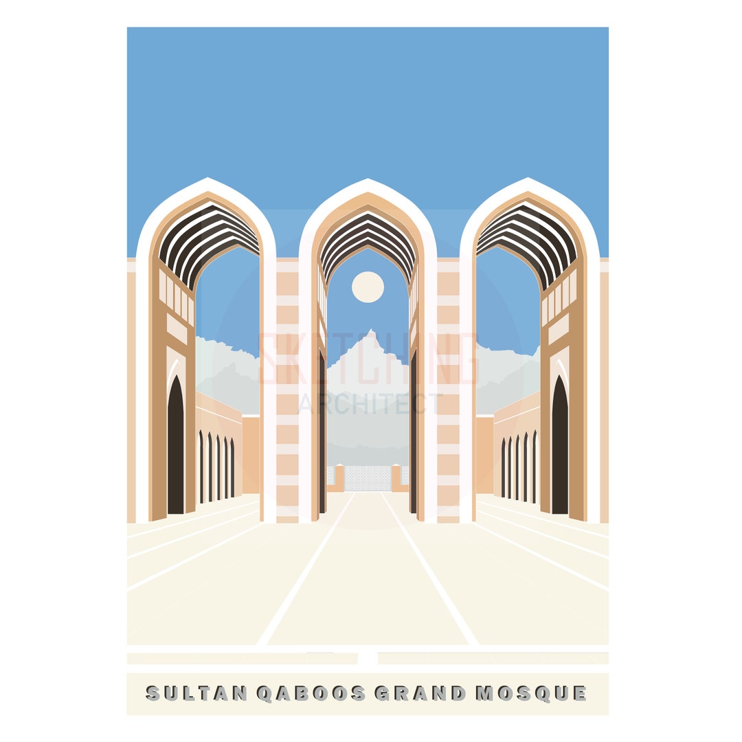 Oman Grand Mosque, Middle East Art, Arabian, Poster, Oman Print ...