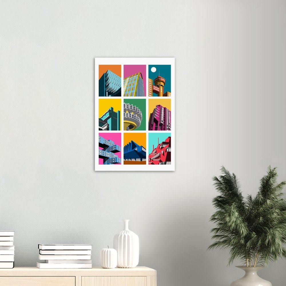 Brutalist Buildings Collage Print Poster Artwork - Etsy