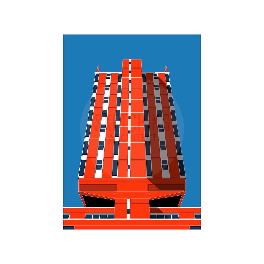 Wrexham Police Station, Brazil, Poster, Artwork, Architecture Print ...