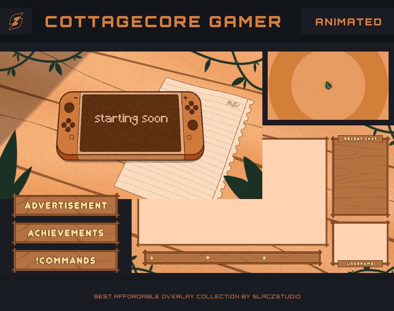 ANIMATED TWITCH STREAM Overlay Pack Twitch Screen Twitch Overlay Cottagecore Starting, Ending ...