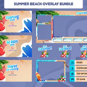 Animated Twitch Stream Overlay Package – Twitch Panels, Alerts, Summer ...