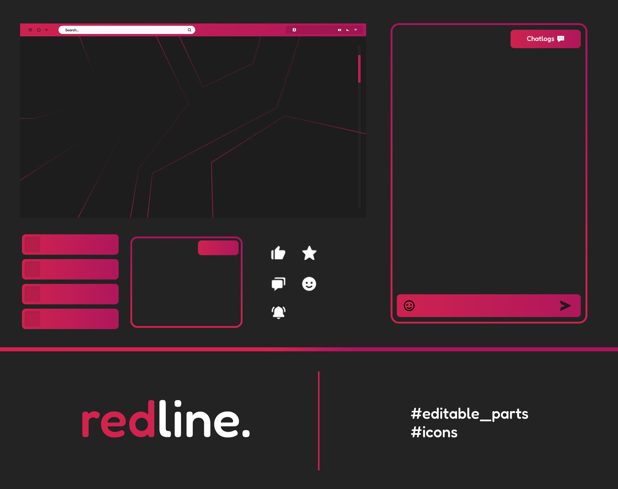 Redline: Vtuber Overlay Stream Pack • Custom Chat Widget • Minimal ...