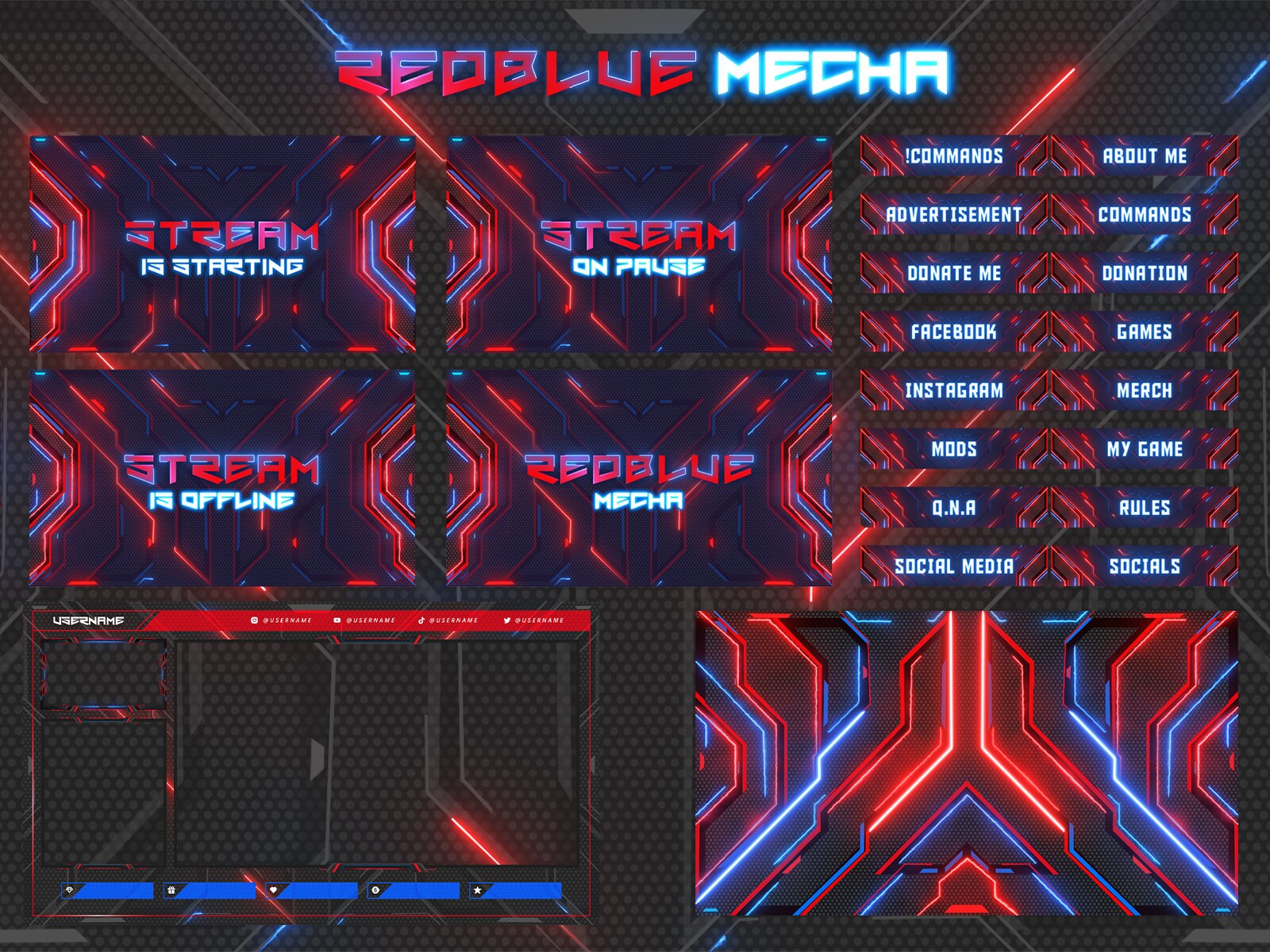 ANIMATED TWITCH STREAM Overlay Package Twitch Panels Twitch Alerts ...