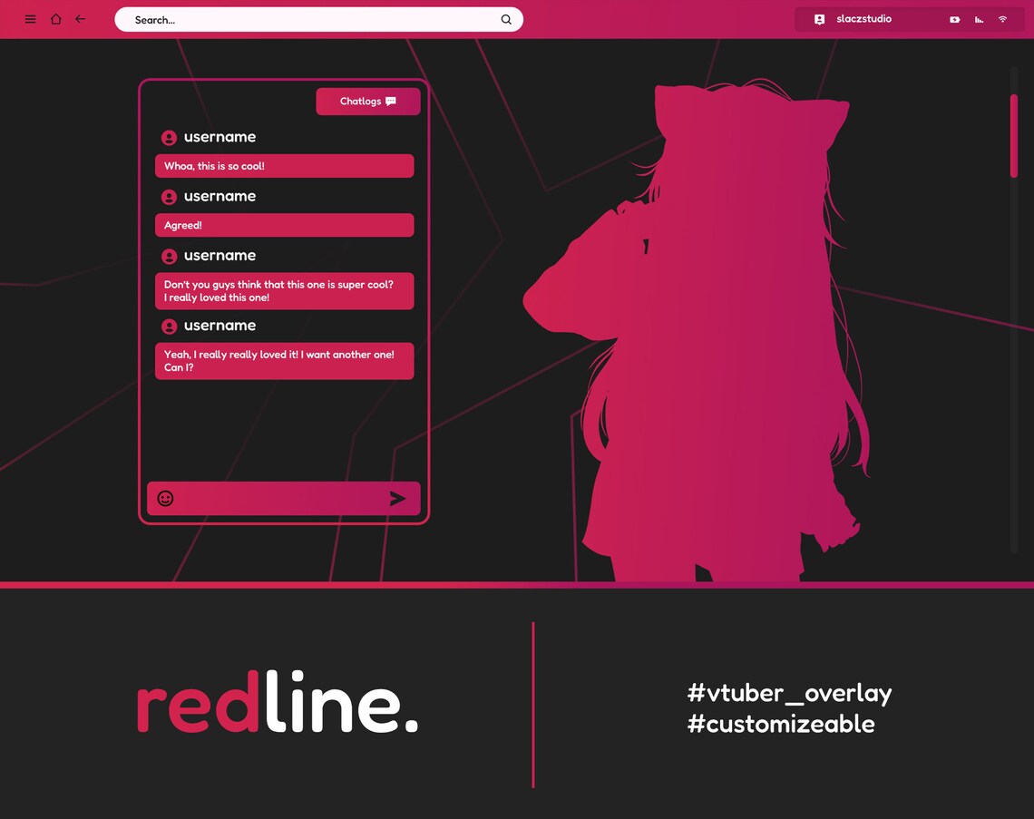Redline: Vtuber Overlay Stream Pack Custom Chat Widget - Etsy