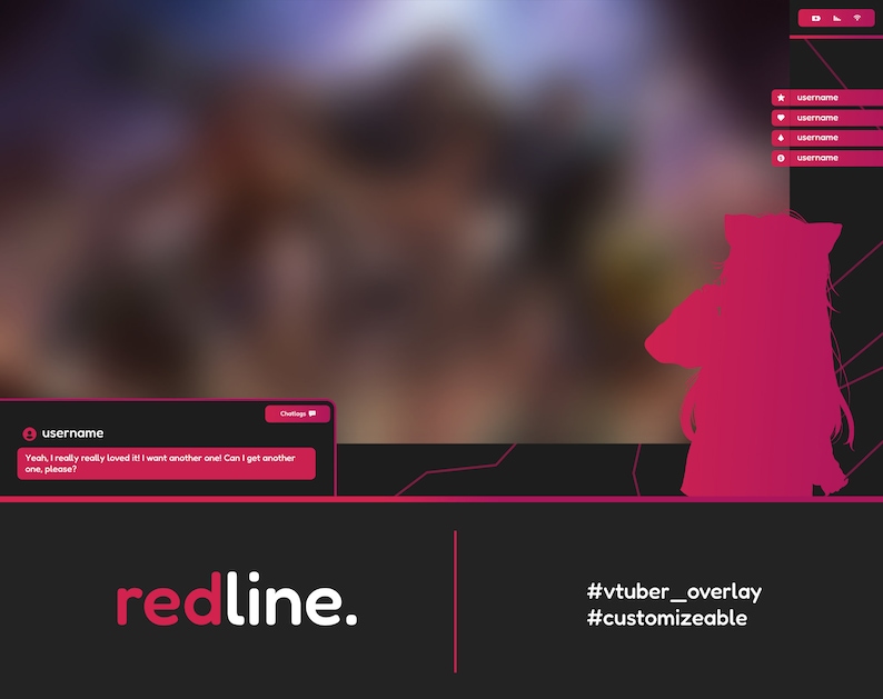 Redline: Vtuber Overlay Stream Pack • Custom Chat Widget • Minimal ...