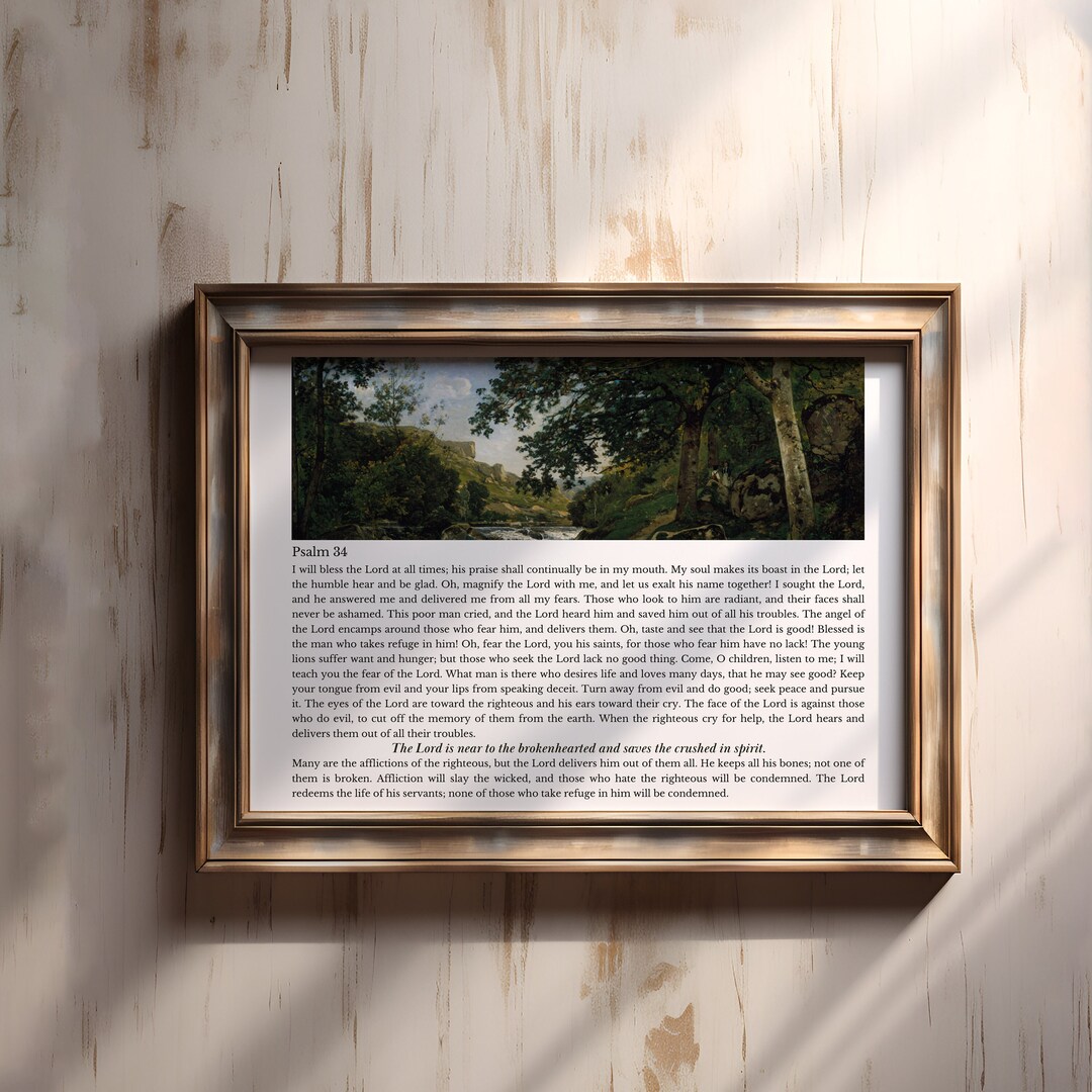 Psalm 34 Scripture Wall Art, Wall Decor, Sign, Digital Download, Bible ...