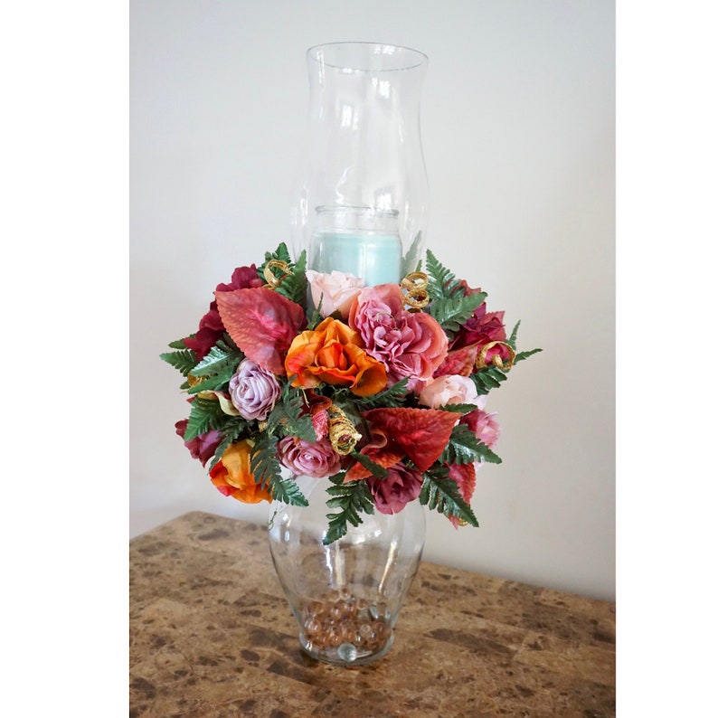 Multicolor Centerpiece Flower Arrangement With Hurricane - Etsy