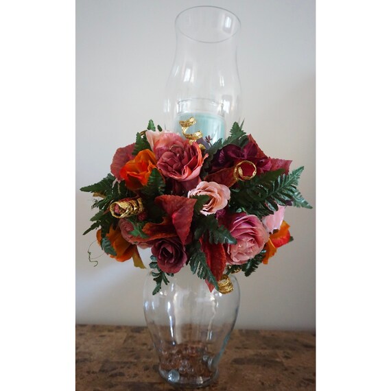 Multicolor Centerpiece Flower Arrangement With Hurricane - Etsy