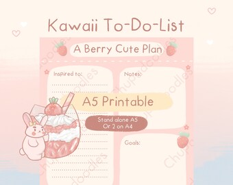 Yellow Daily Cute Printable Notepad Kawaii Memo Pad Digital - Etsy