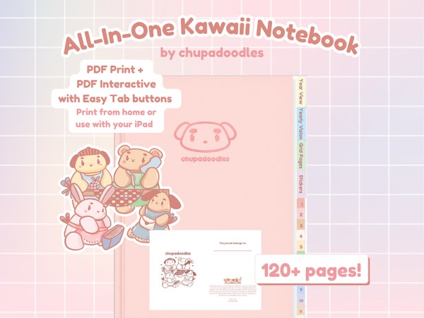 12 Tab Hyperlinked Digital Notebook Dot, Grid, Blank, Lined, Cornell ...