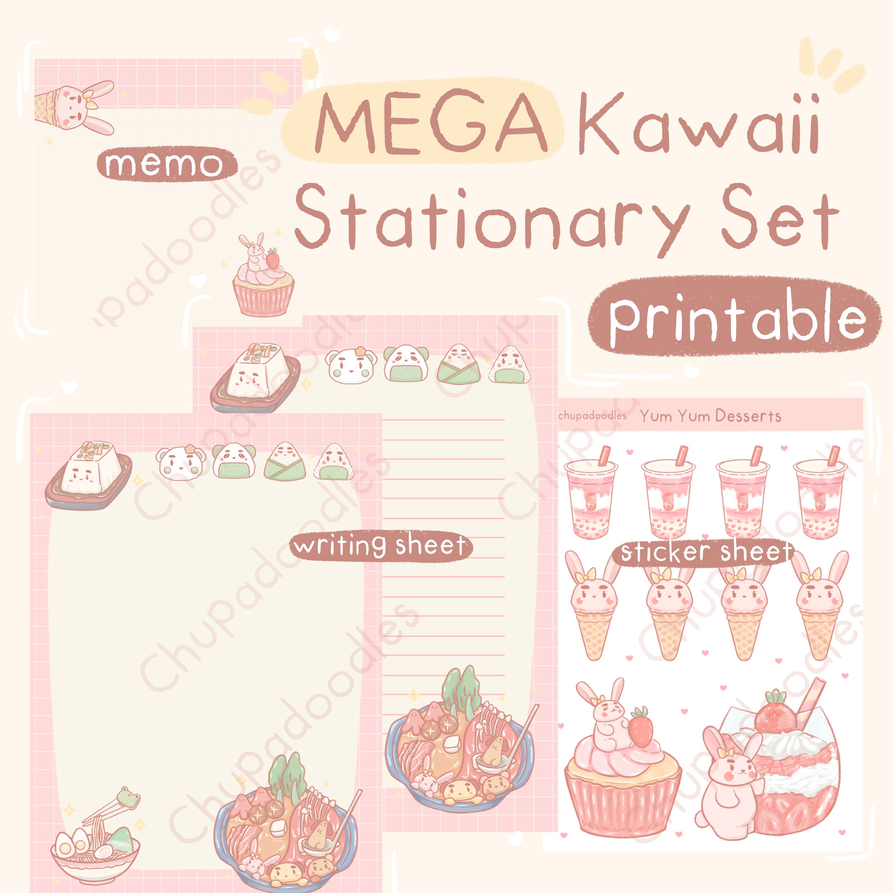 MEGA Food Kawaii Stationery Printable Instant Download | Etsy