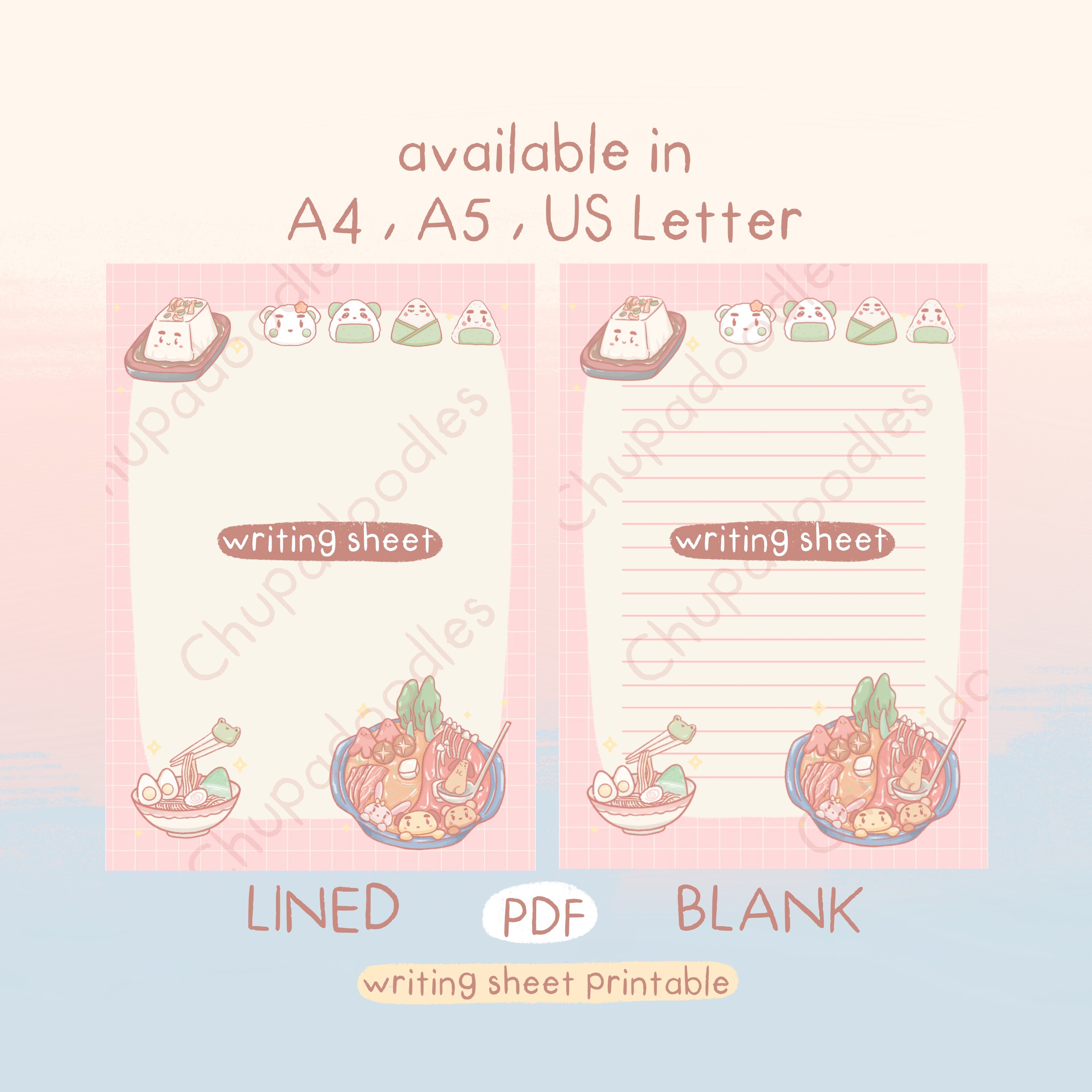MEGA Food Kawaii Stationery Printable Instant Download | Etsy