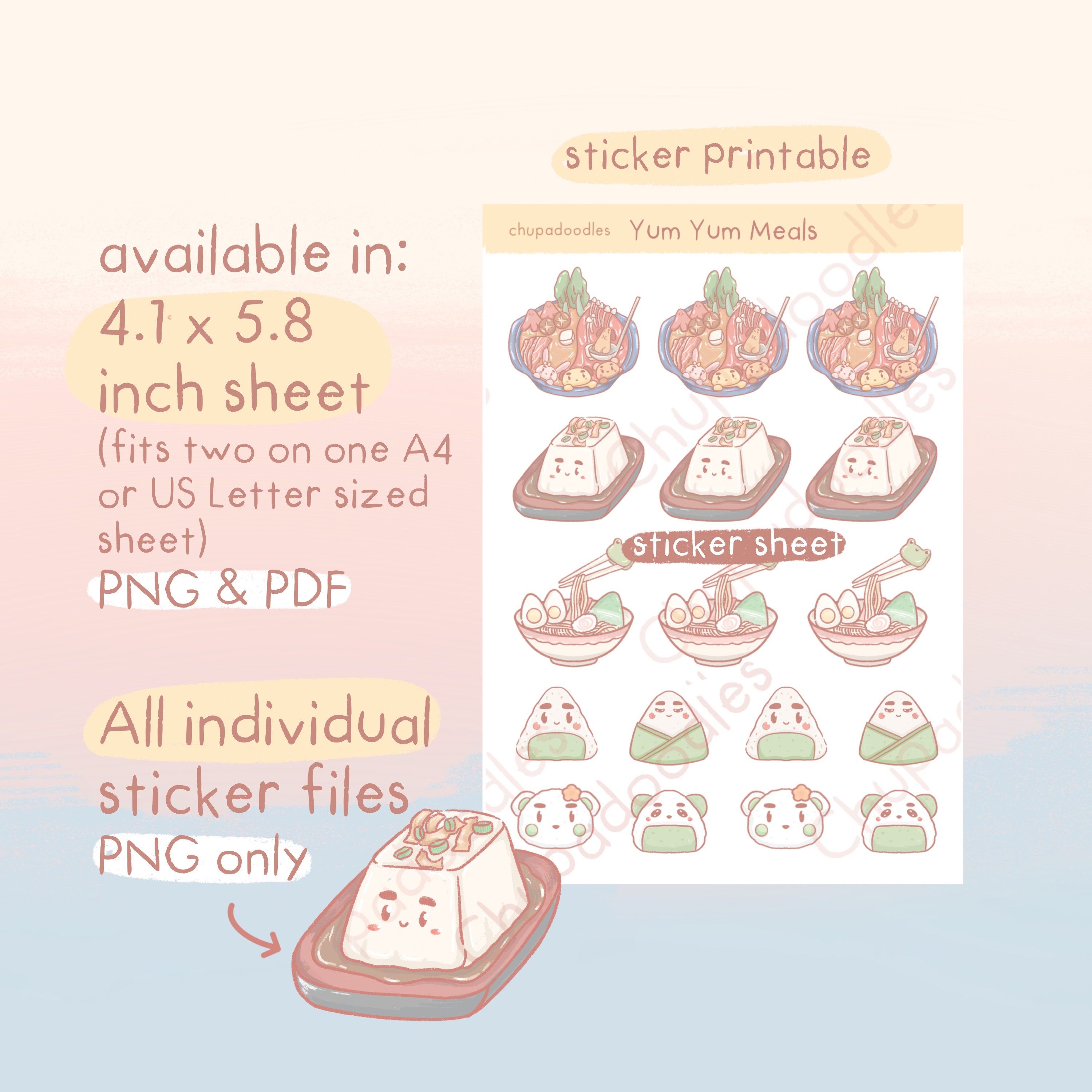 MEGA Food Kawaii Stationery Printable Instant Download | Etsy