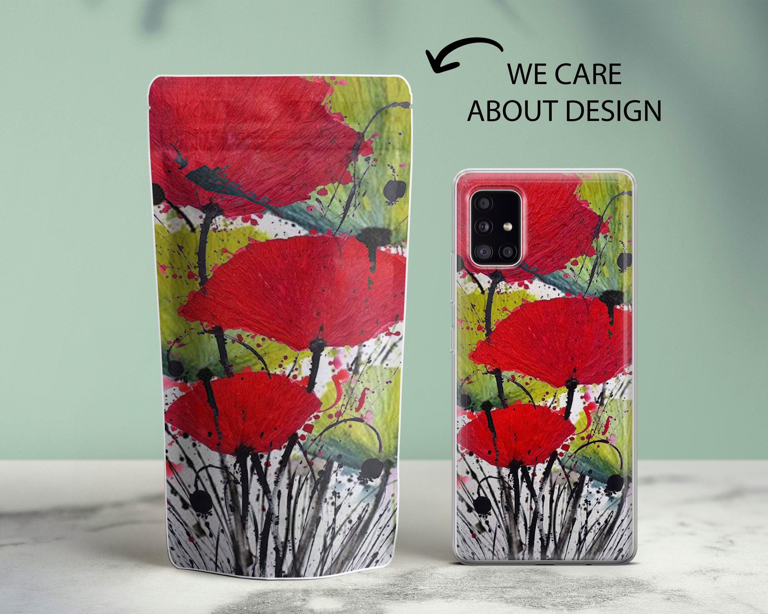 Poppy Phone Case Flowers Cover fit for Samsung A21s A12 A11 | Etsy