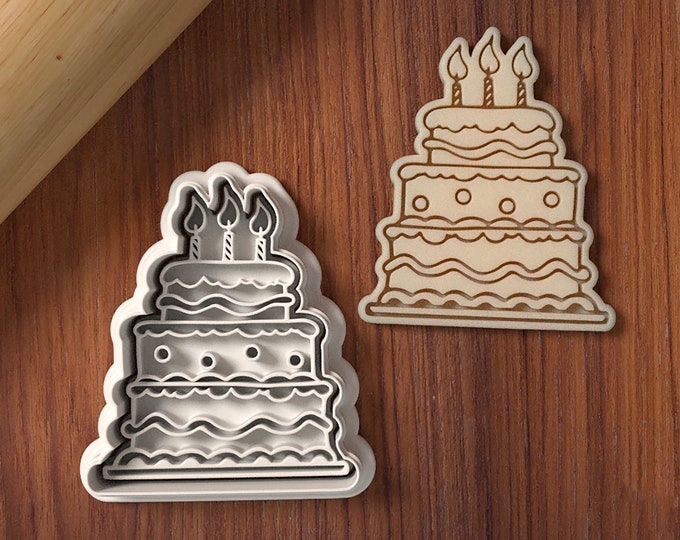Cake on Stand Cookie Cutter Birthday Cake Cookie Cutter Birthday Cookie ...